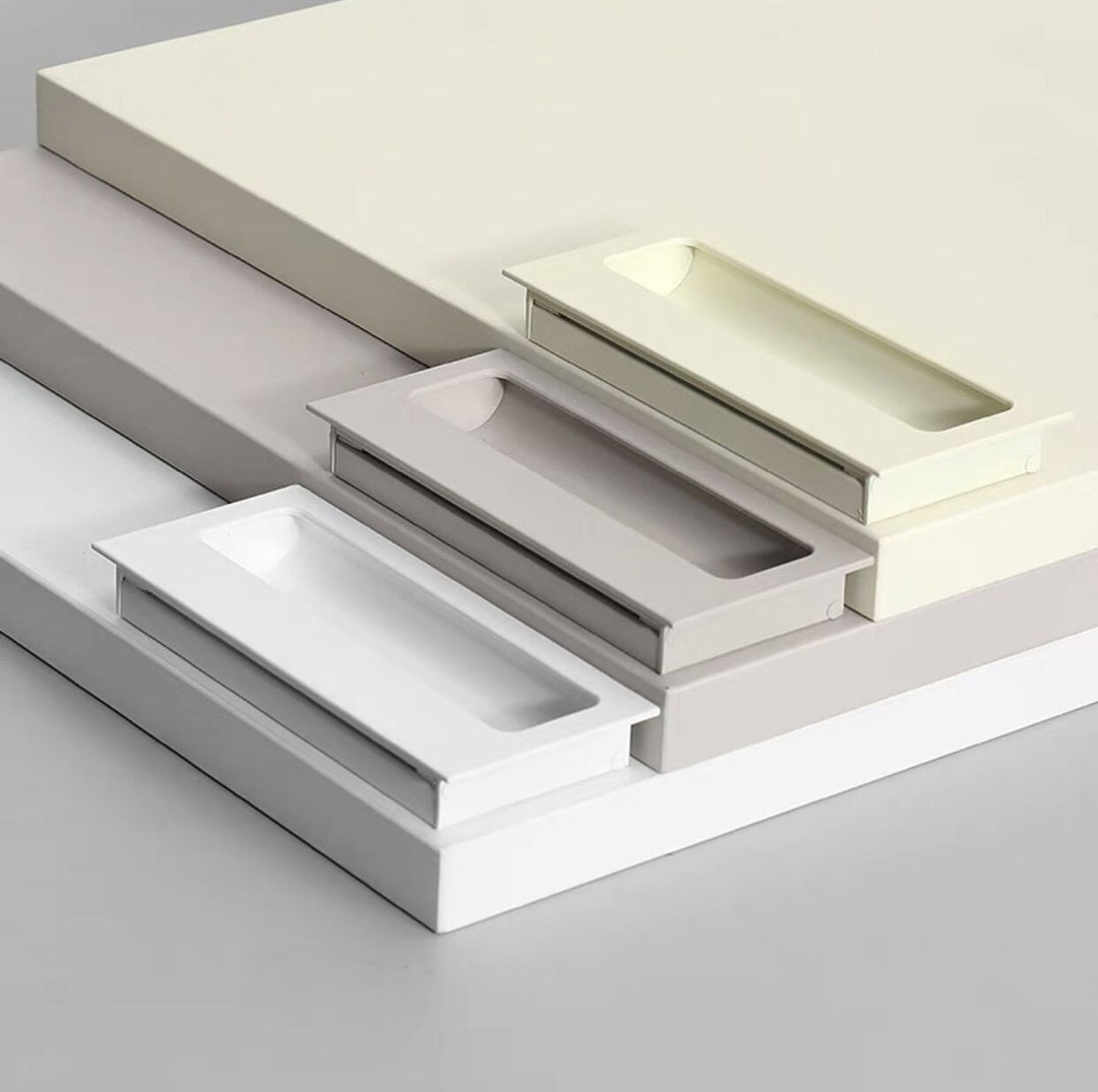 Modern Built-in Pull Handle Grey Drawer Cabinet Door Invisible Pull ...
