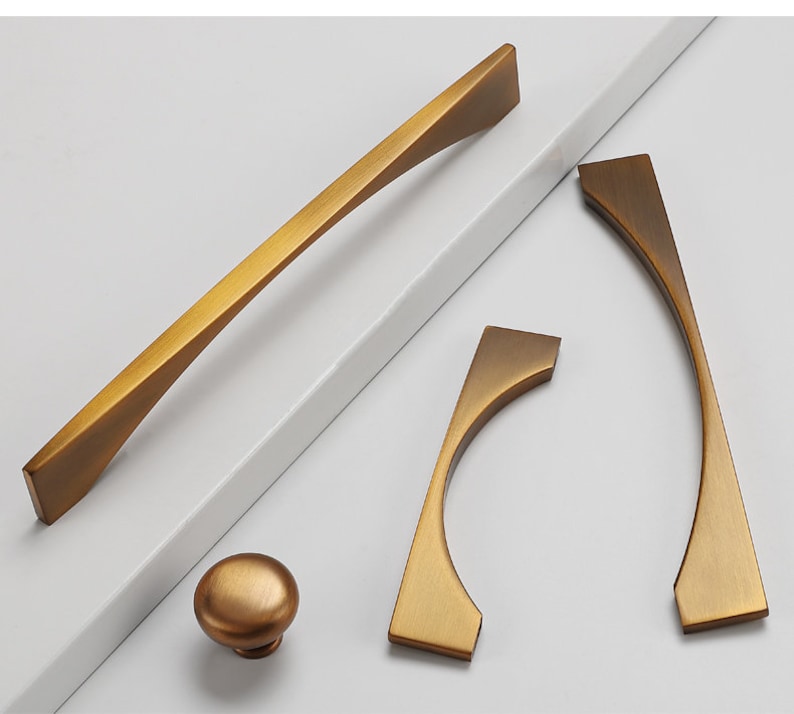 Yellow Bronze Cabinet Door Pull Handle Modern Cabinet Solid | Etsy