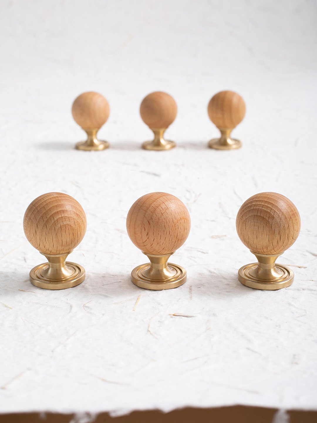 Nordic Japanese Solid Wood Ball Brass Small Knob Wardrobe Door Drawer Furniture Single Hole ...