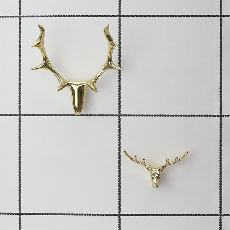 Deer Antlers Brass Wall Hook / Decorative Hook / Wall Hook | Etsy