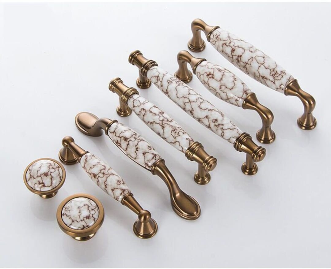 Marble Pattern Ceramic Wardrobe Pull Handle Cabinet Door Pull Handle ...