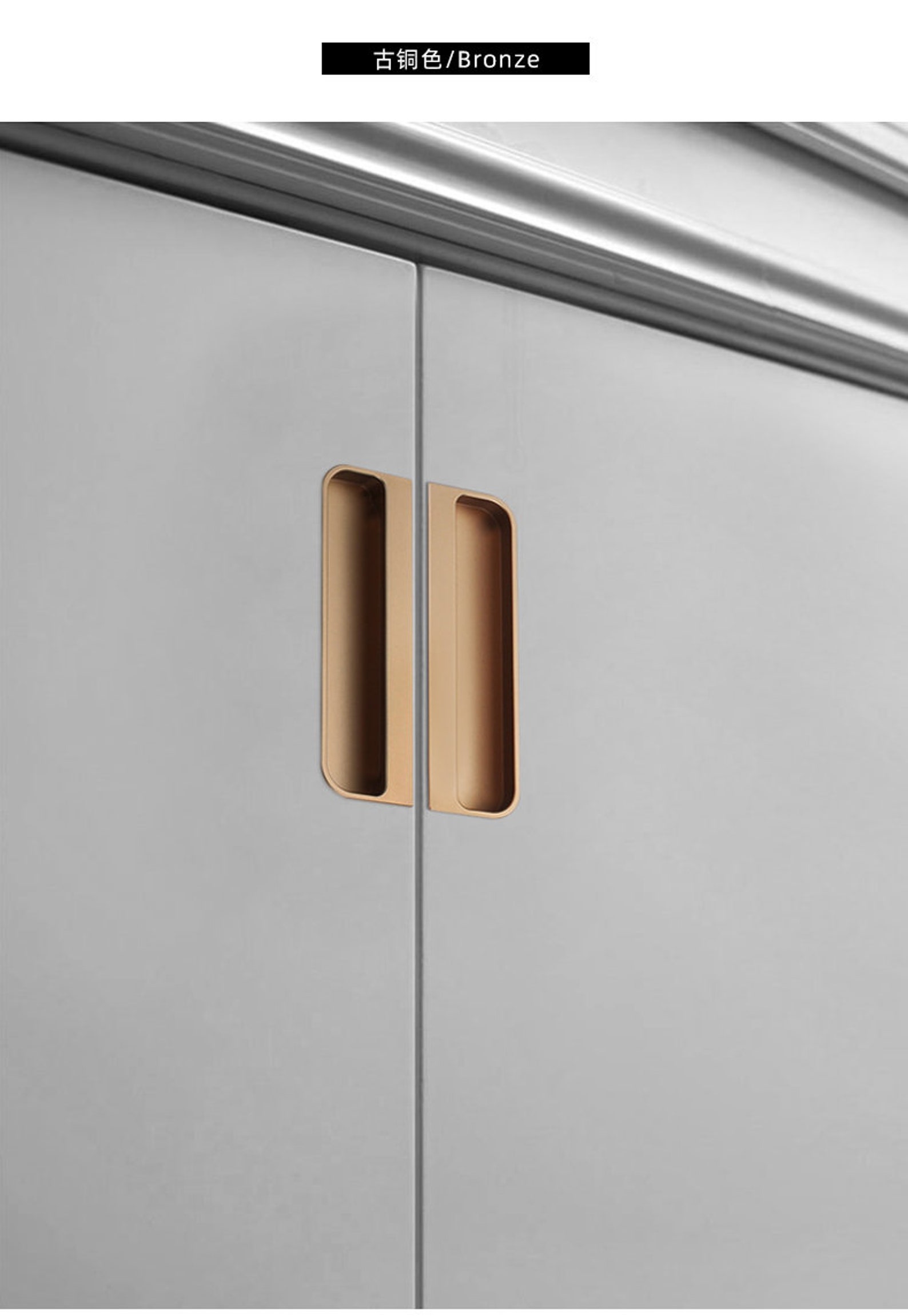 Slotted Pull Handle Cabinet Door Drawer Hidden Pull Handle Wardrobe ...