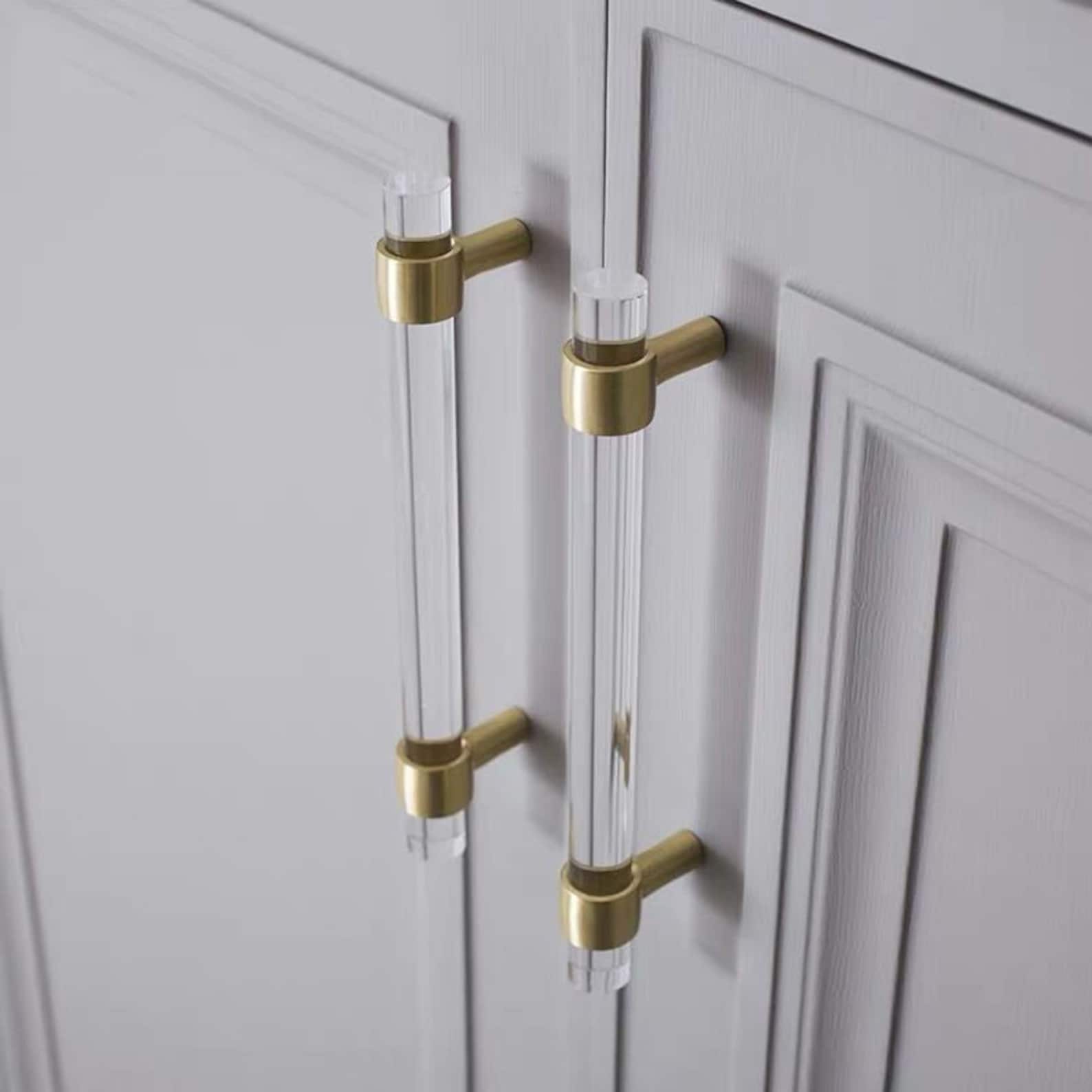 Acrylic Brass Strip Pull Handle Modern Minimalist Cabinet Gold ...