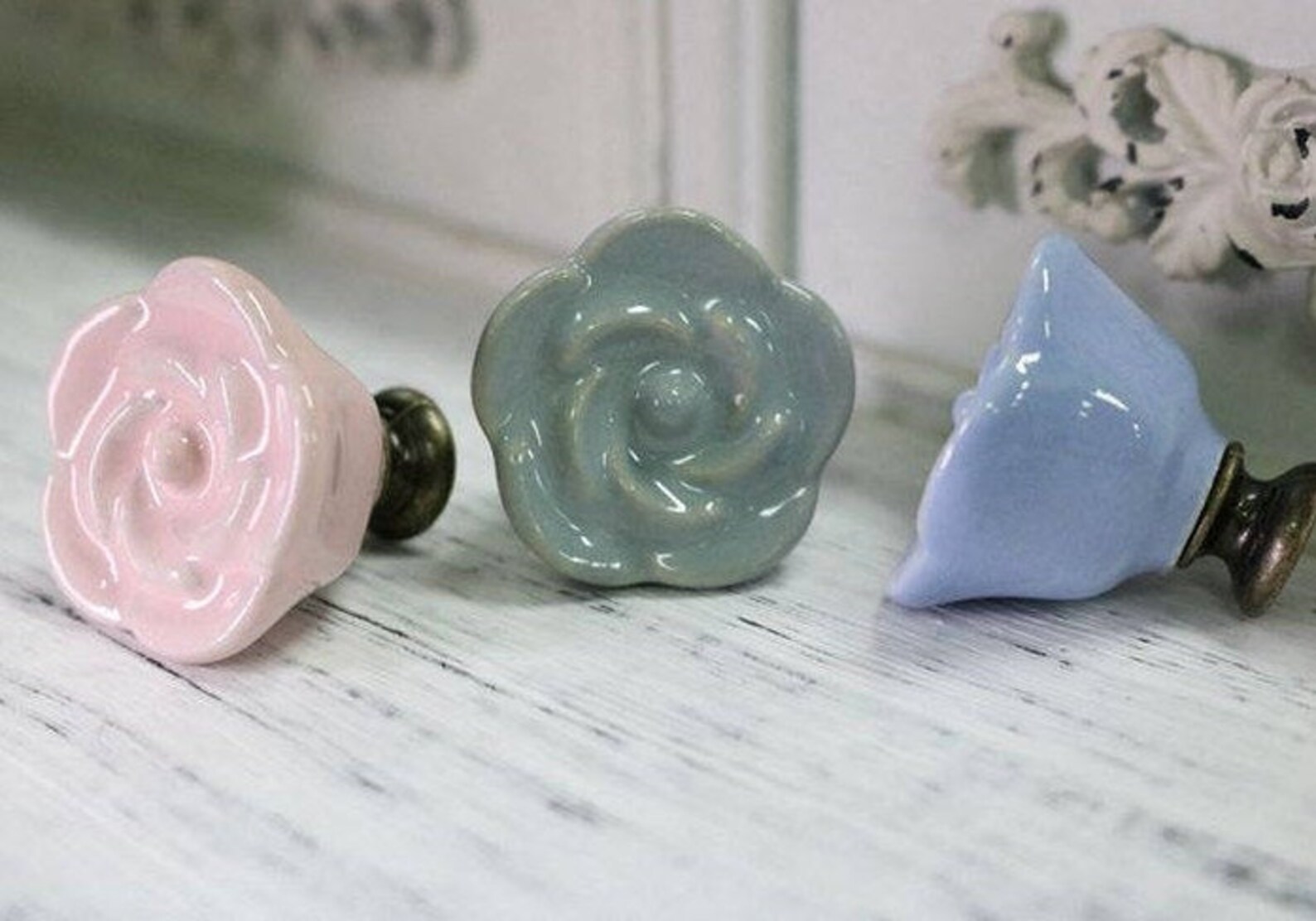 Ceramic Roses Knob Dresser Knob Drawer Knob Cabinet Knob | Etsy