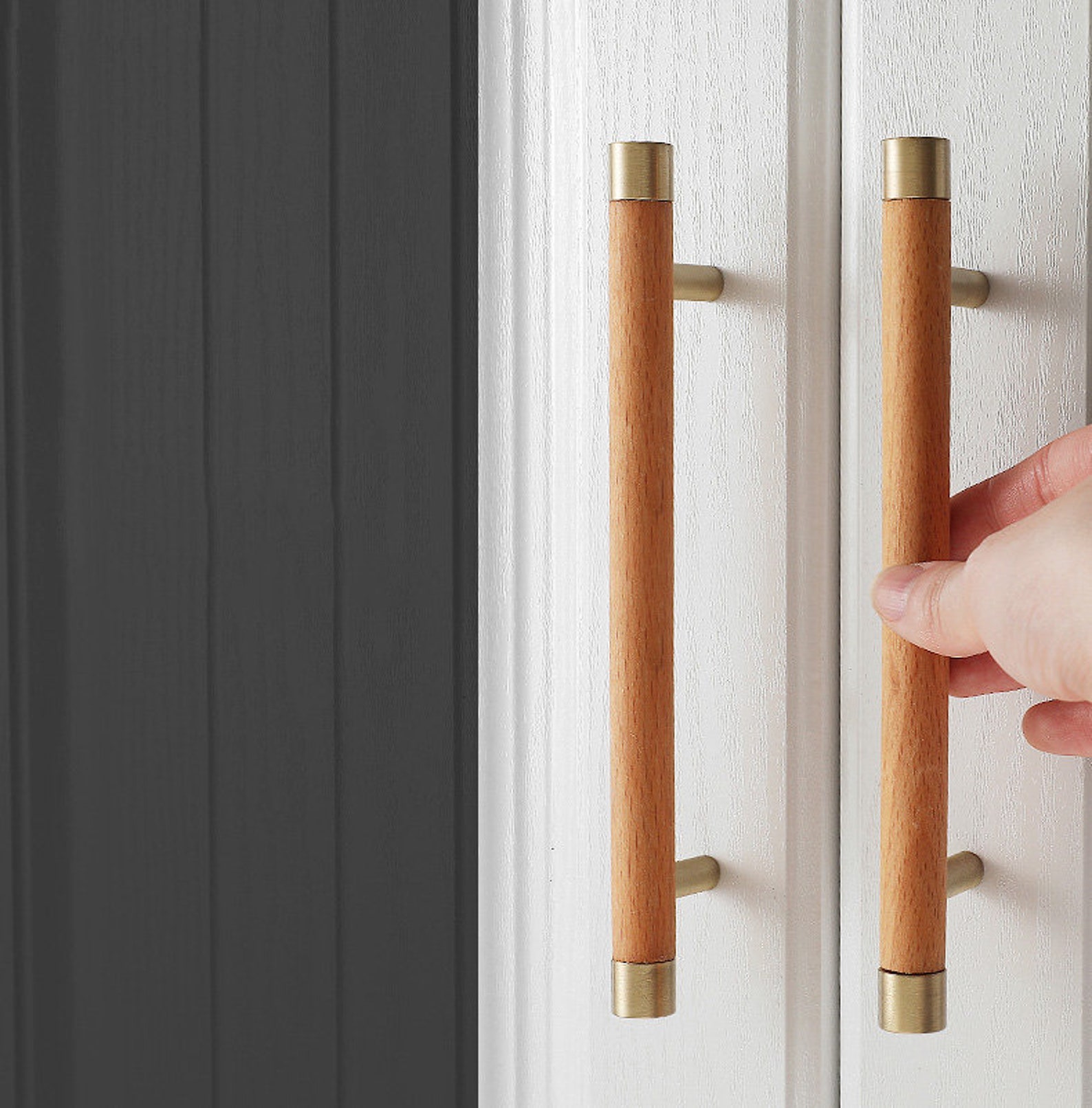 Light Luxury Solid Wood Pull Handle Cabinet Door Drawer Pull Handle ...