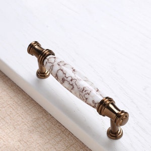 Marble Pattern Ceramic Wardrobe Pull Handle Cabinet Door Pull Handle ...