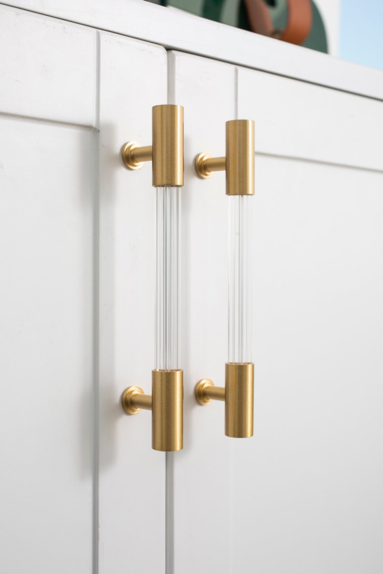 Acrylic Brass Pull Handle Modern Cabinet Gold Transparent - Etsy