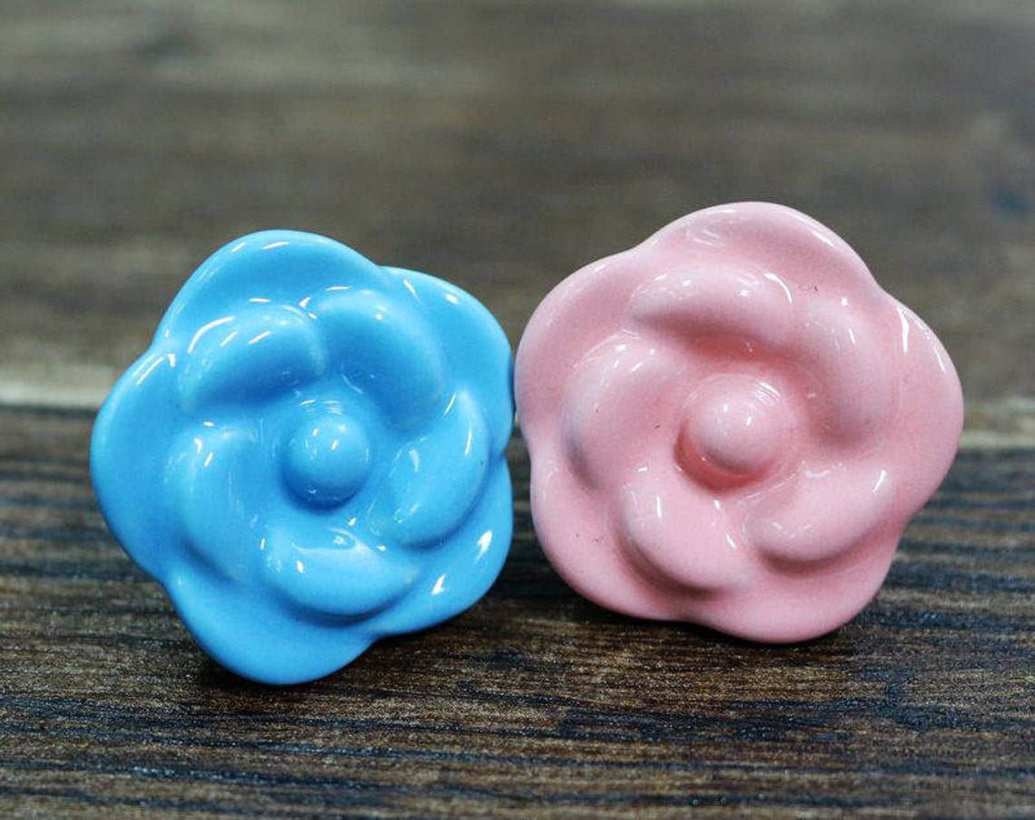 Ceramic Roses Knob Dresser Knob Drawer Knob Cabinet Knob American ...