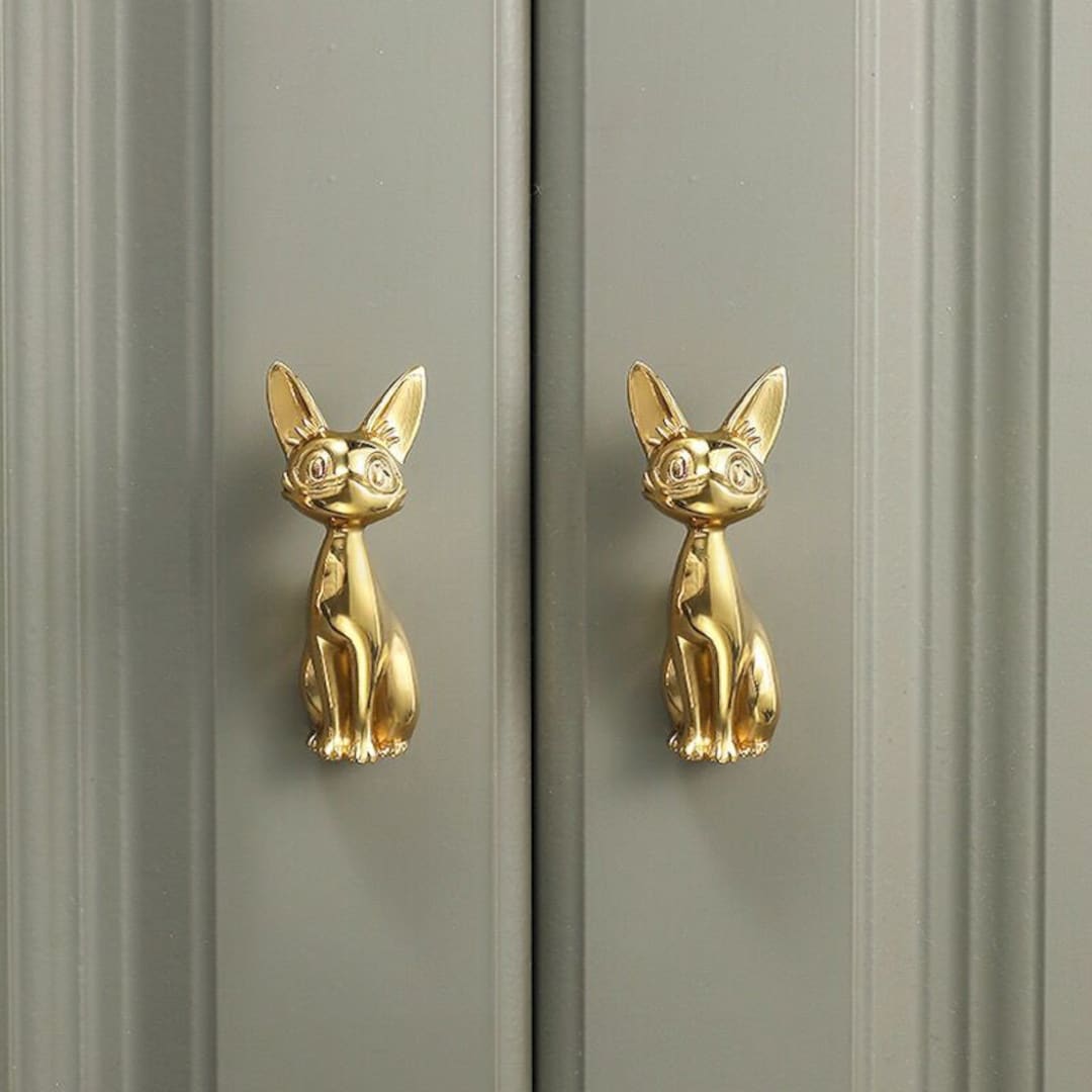 Personality Creative Kitten Brass Knob Light Luxury Nordic Drawer Gold ...