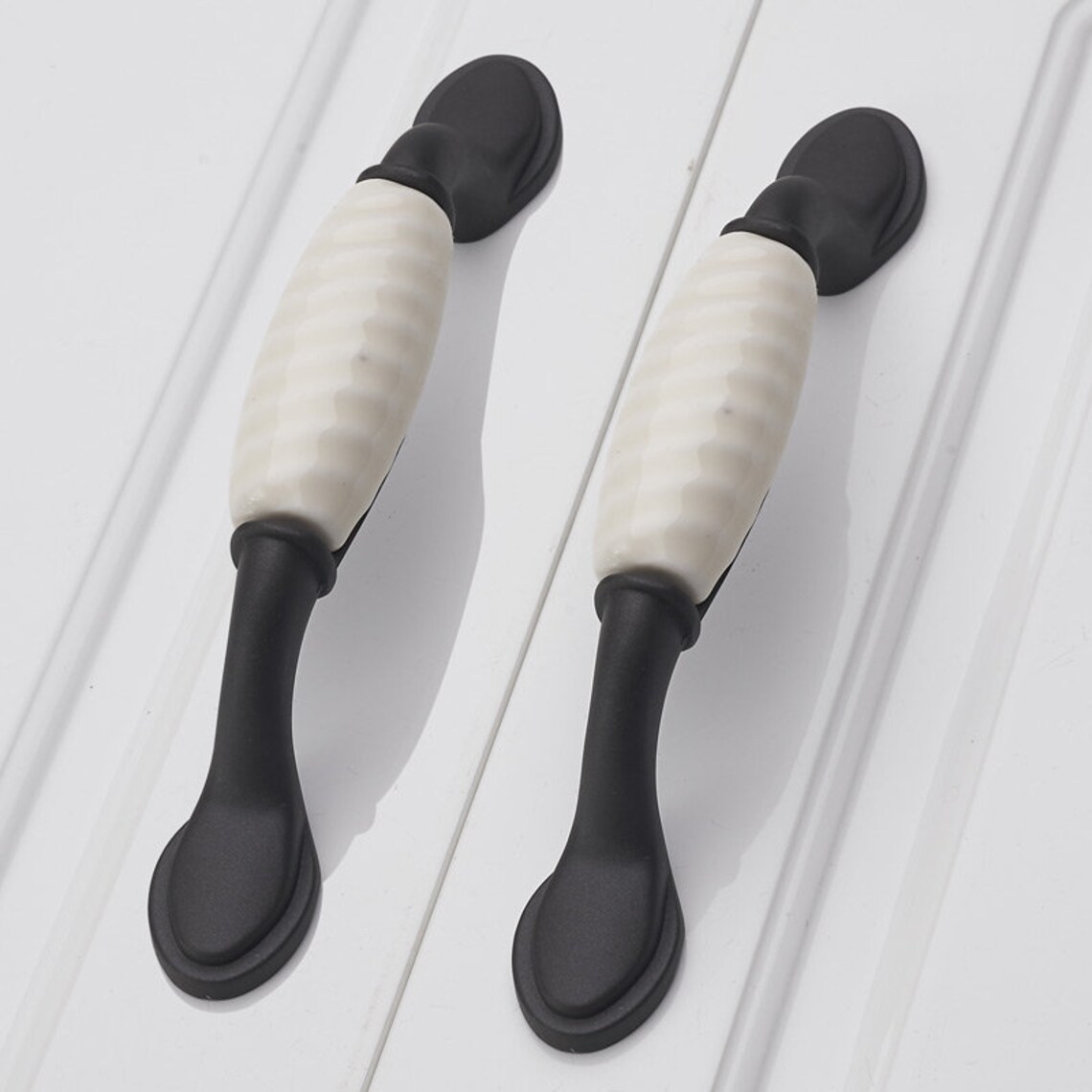 Modern Black White Ceramic Pull Handle Cabinet Door Pull - Etsy