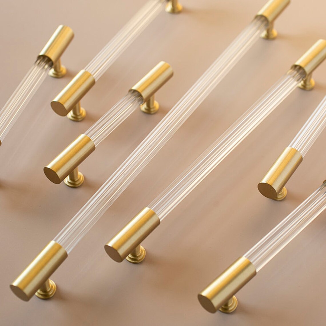 Acrylic Brass Pull Handle Modern Cabinet Gold Transparent - Etsy