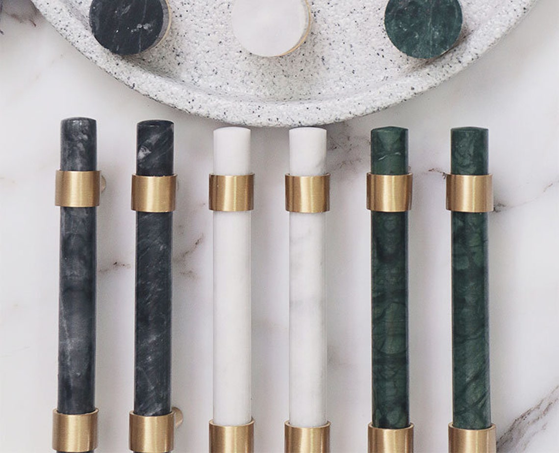 Modern Black White Marble Door Pull Handle Wardrobe Pull - Etsy
