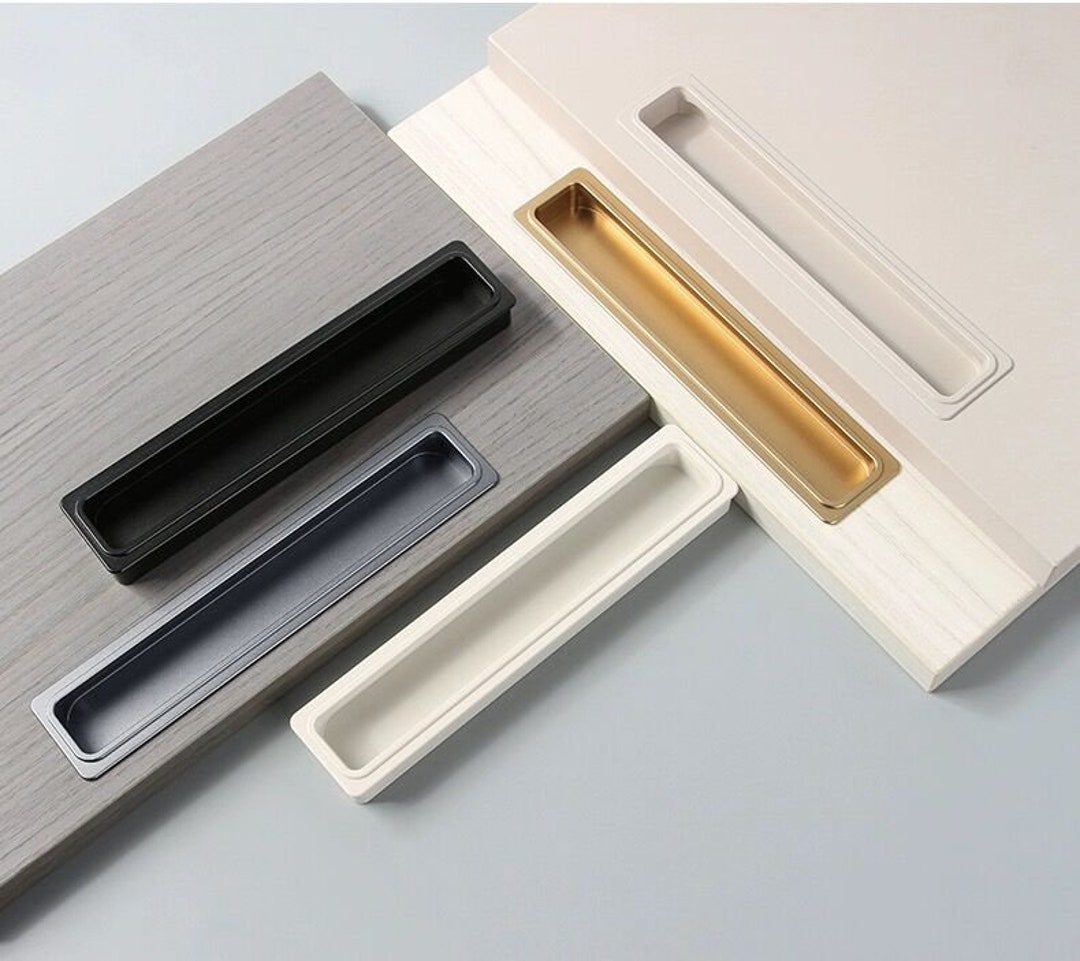 Modern Pull Handle Grey Drawer Cabinet Door Invisible Pull Handle White ...