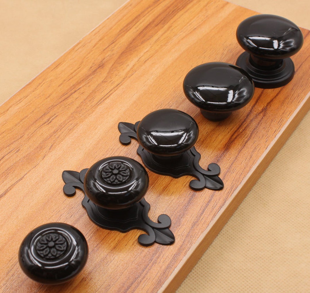 Black Drawer Knob Door Knob Dresser Knob Ceramic Knob Unique Furniture ...
