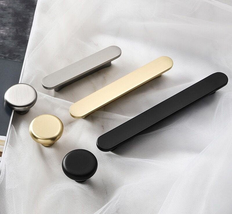 Modern Simple Black Wardrobe Pull Handle Brass Color Drawer | Etsy