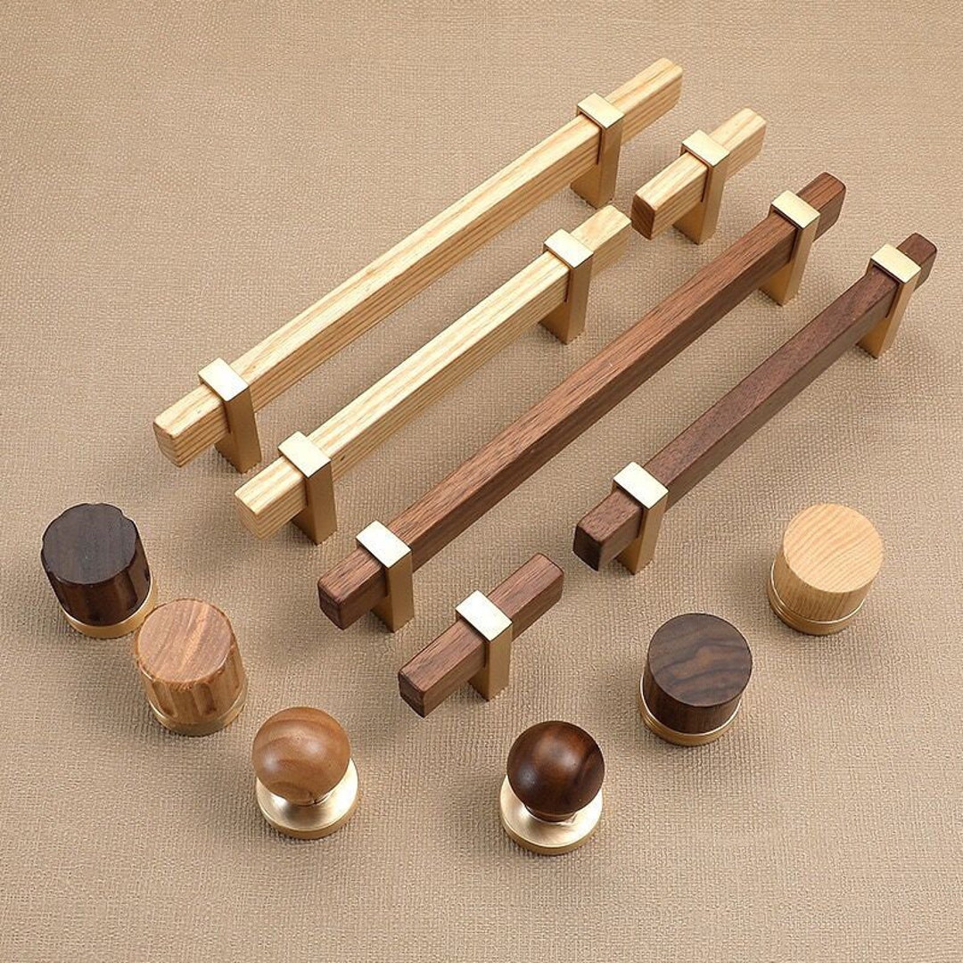 Modern Simple Walnut Wood Cabinet Pull Handle Door Pull Handle European ...