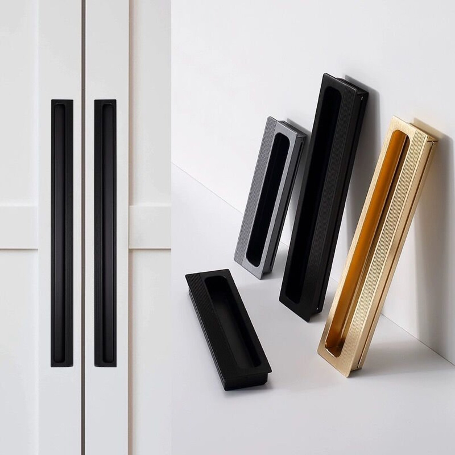Embedded Cabinet Door Concealed Pull Handle Push-pull Sliding Door Pull ...