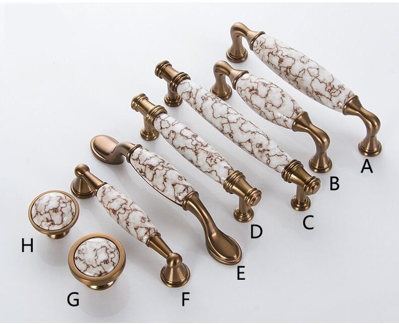 Marble Pattern Ceramic Wardrobe Pull Handle Cabinet Door Pull Handle ...