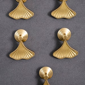 Ginkgo Leaf Brass Pendant Knob New Chinese Nordic Brass Golden ...