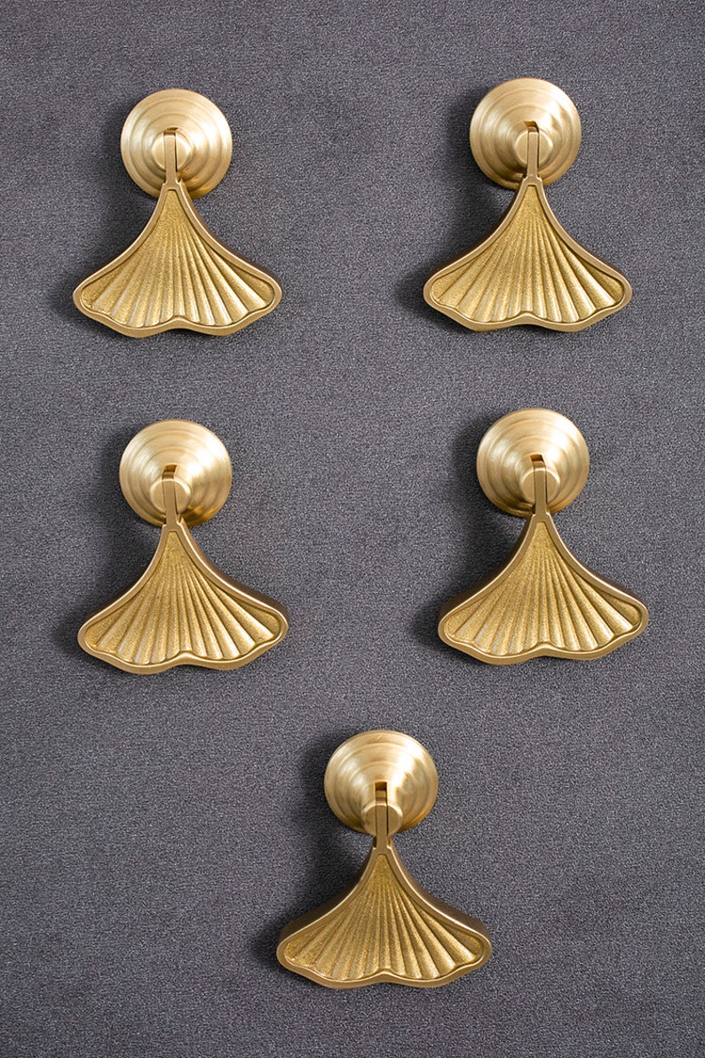 Ginkgo Leaf Brass Pendant Knob New Chinese Nordic Brass Golden - Etsy
