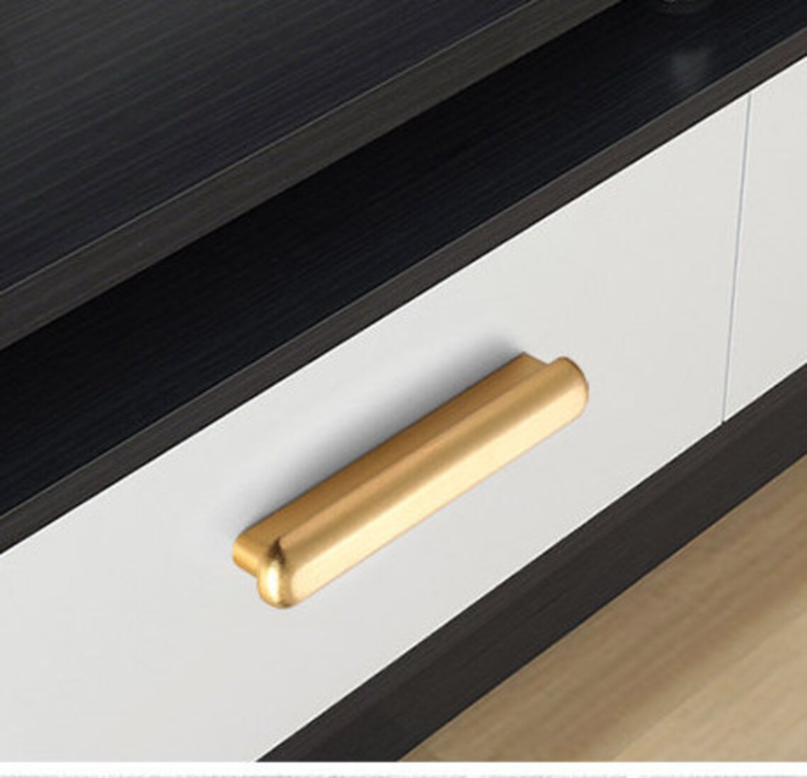 Modern Simple Black Wardrobe Pull Handle Brass Color Drawer | Etsy