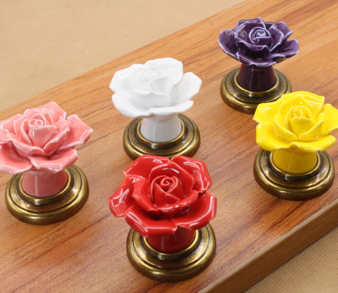 Rose Shape Knob Dresser Knob Drawer Ceramic Knob Cabinet Knob - Etsy