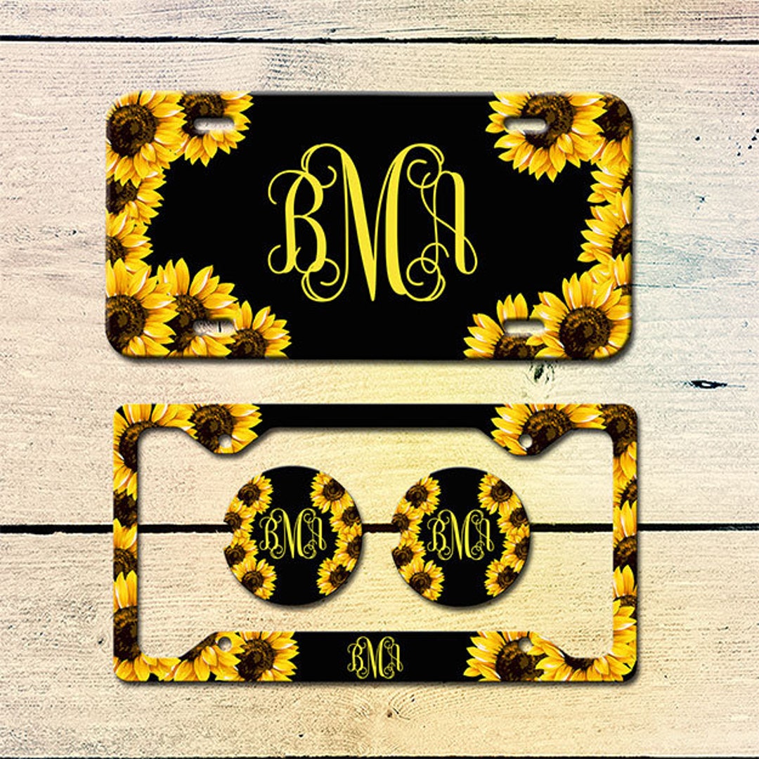 Sunflower License Plate Car Tag, Custom License Plate Frame, Car ...