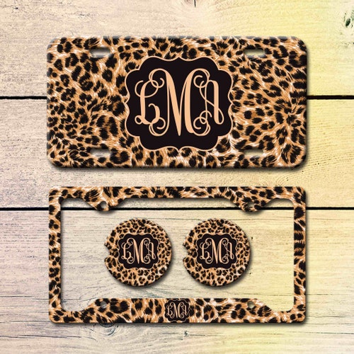 Leopard Floral License Plate Monogram Leopard Car Tag Front - Etsy