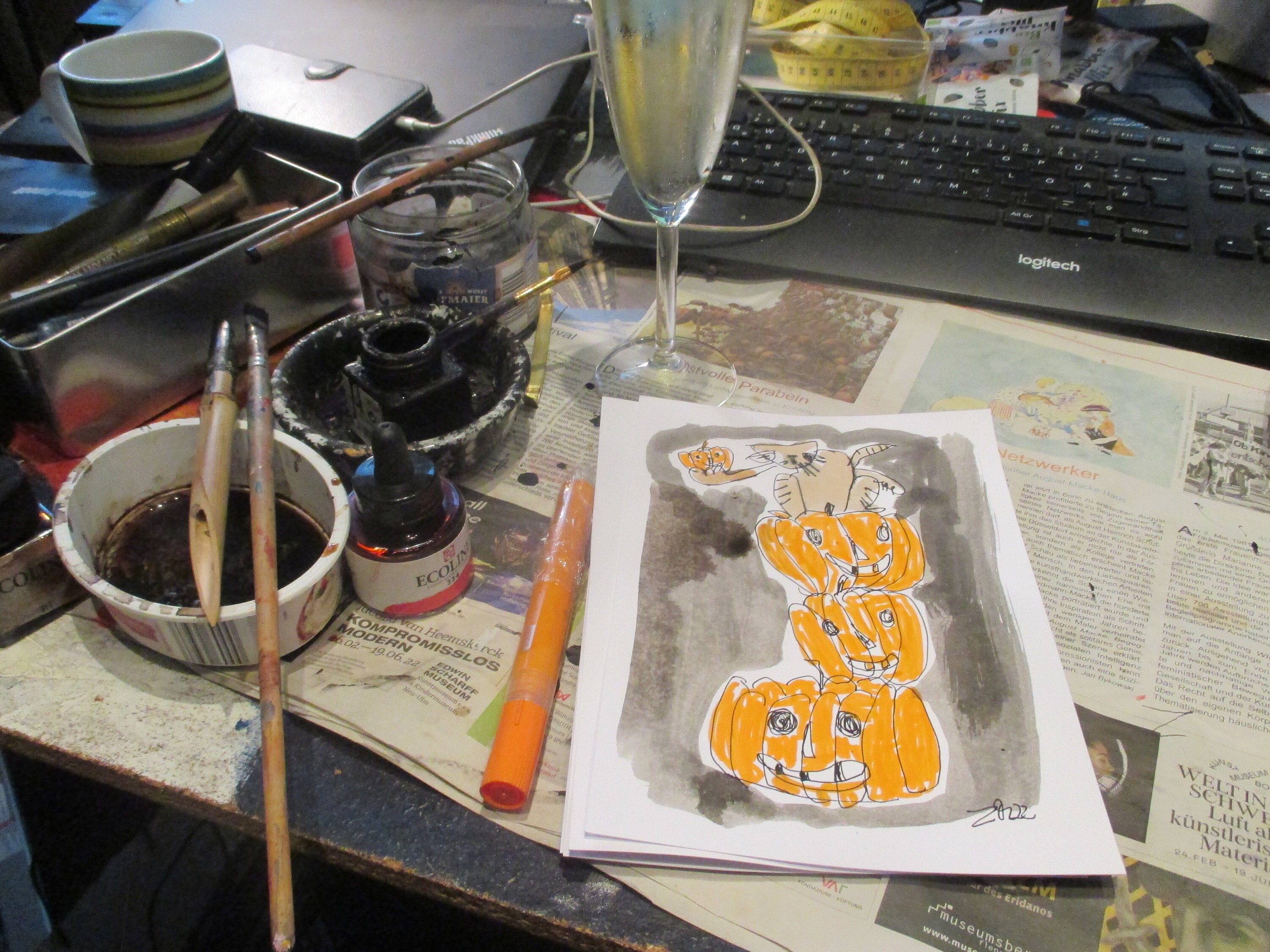 Modern Angels 2 Original Drawing Ink Gouache Expressive - Etsy