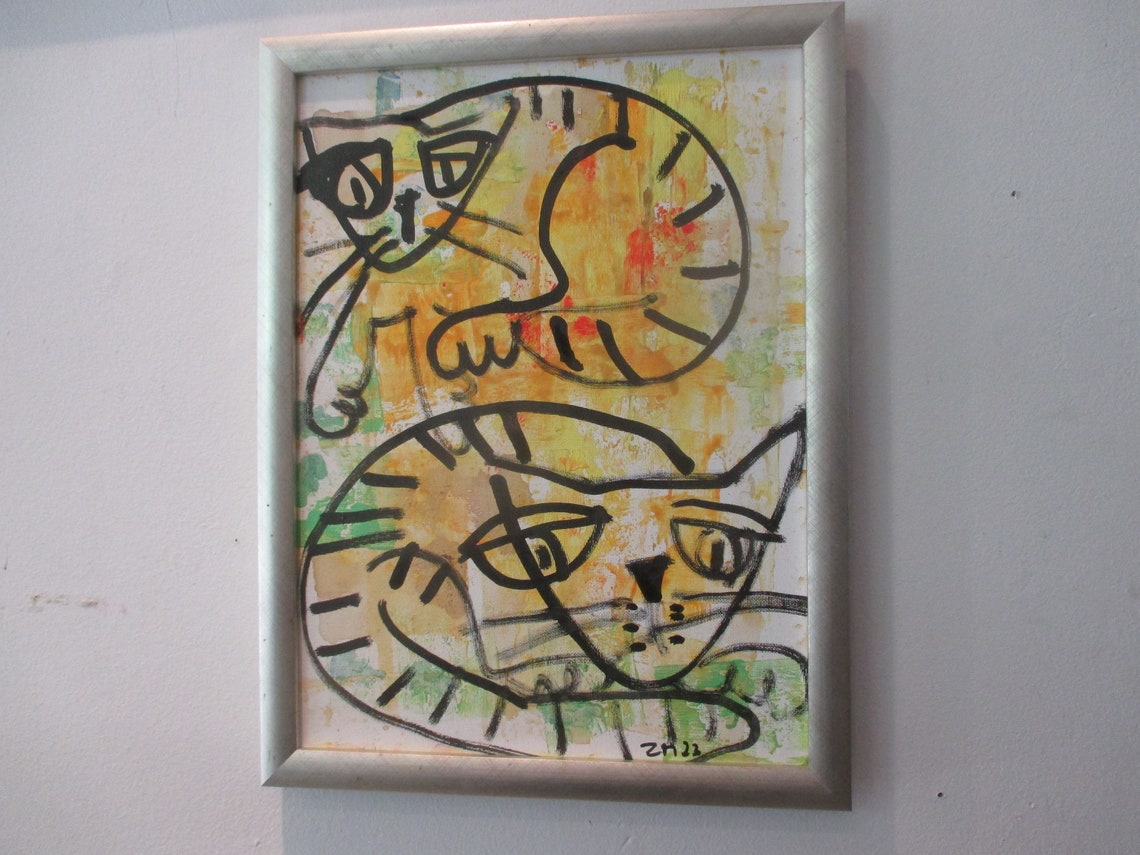 Funny Cats Collage on Canvas Original by Sonja - Etsy