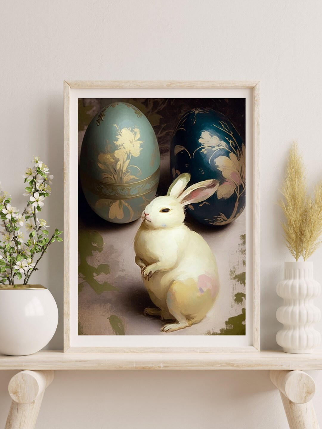 Easter White Rabbit Print | Printable Wall Decor | Printable Easter ...