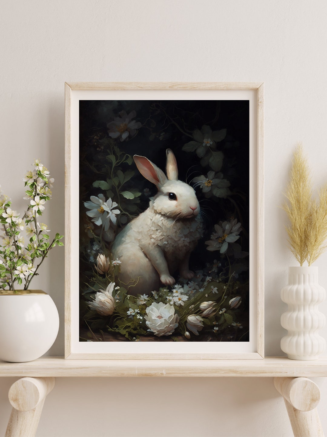 Easter White Rabbit Print | Printable Wall Decor | Printable Wall Art ...