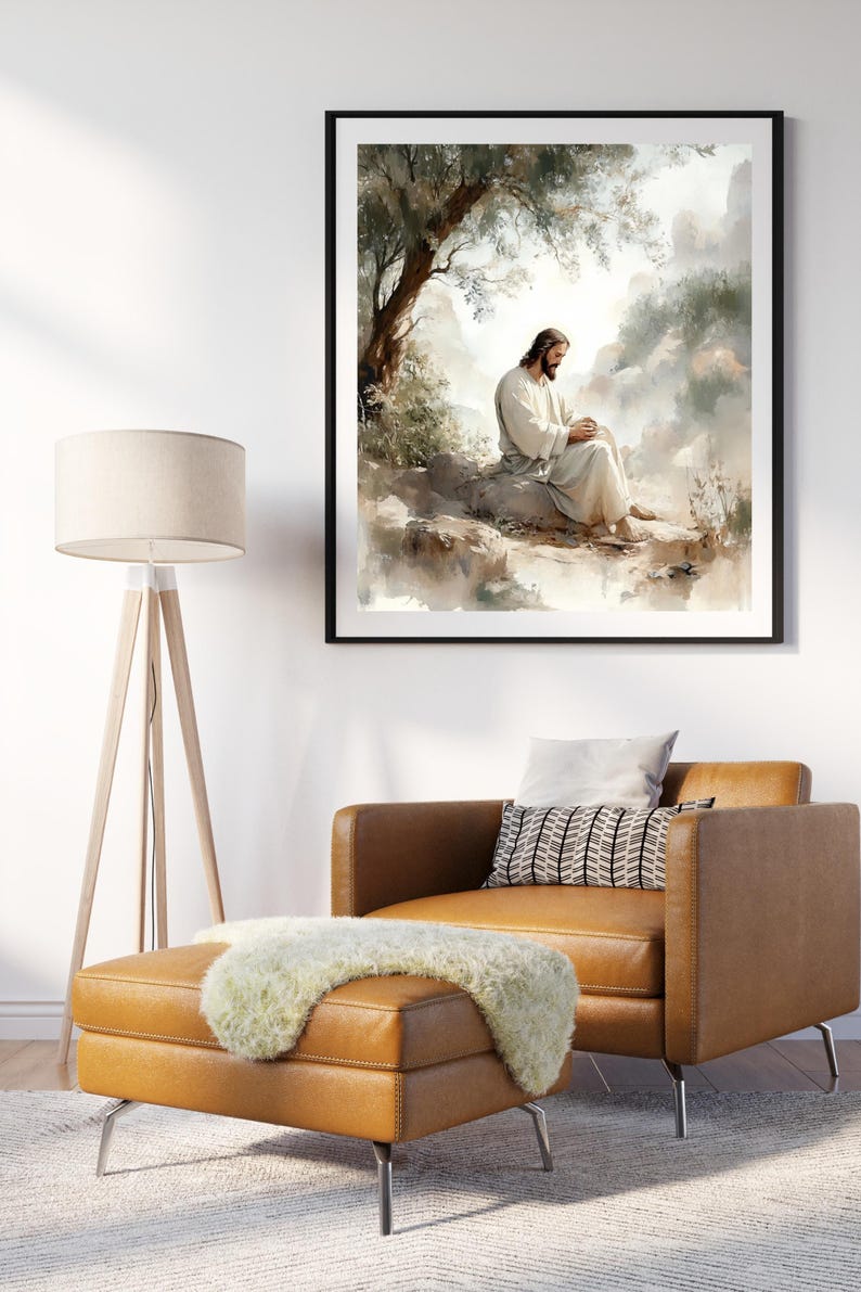 Jesus Praying Watercolor Print: Garden of Gethsemane Art (digital ...