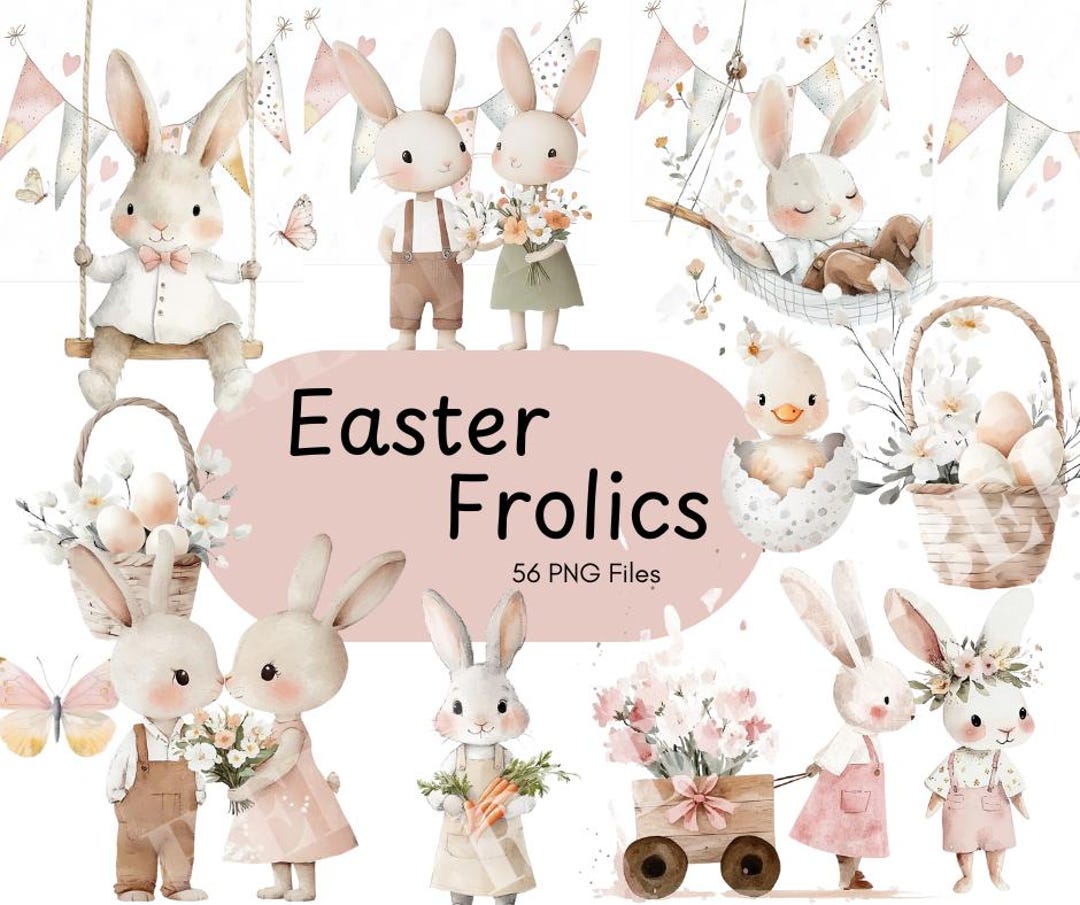 Easter Clipart Watercolor, Country Easter Clipart, Easter Basket ...