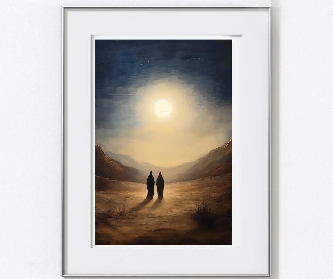 Moody Nativity Scene Printable Art, Serene Mary and Joseph Walk ...