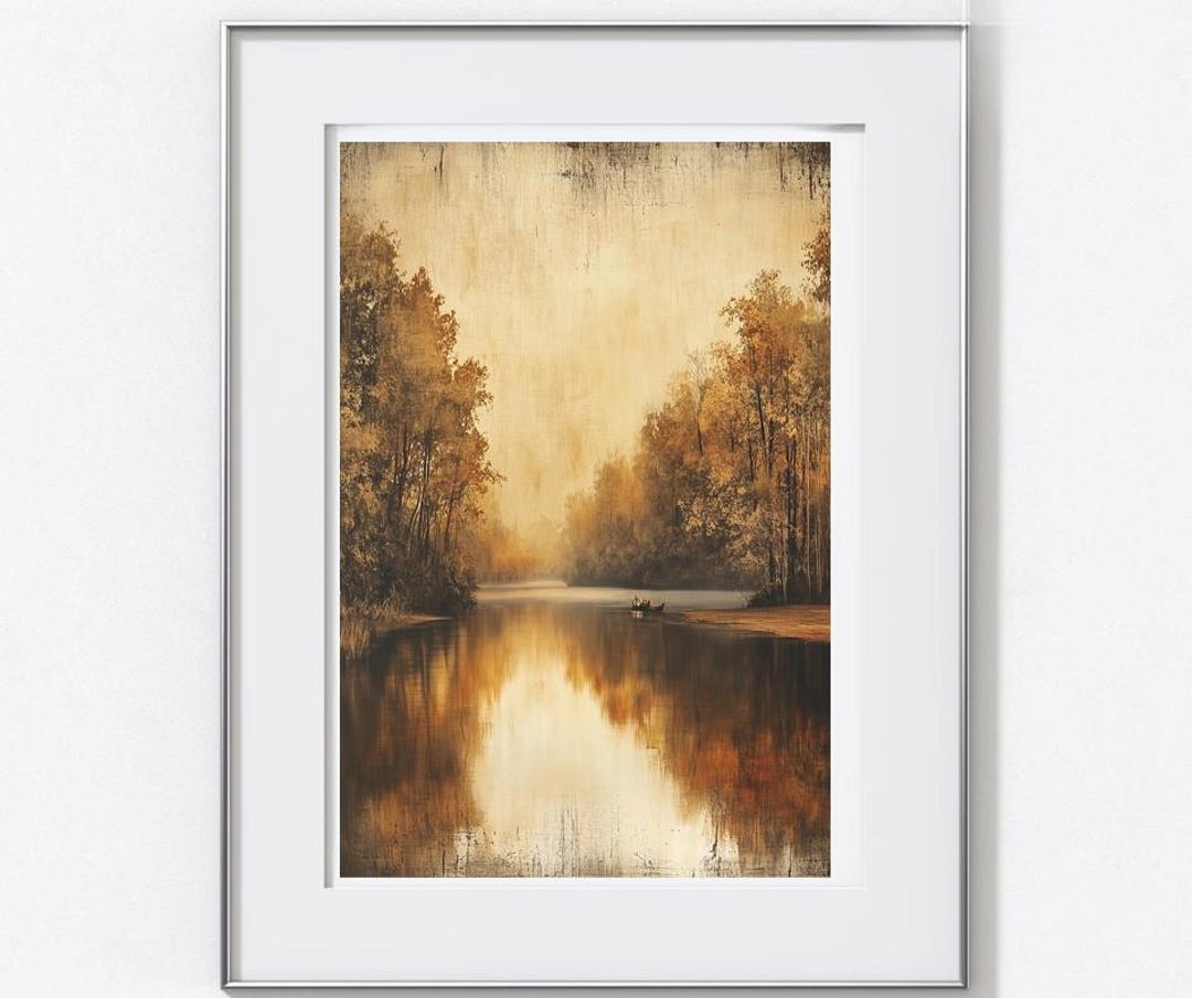 Moody Autumn Reflection - Printable Rustic Fall Landscape Art, Tranquil ...