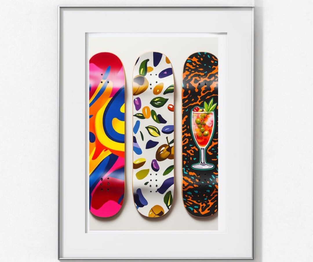 Modern Skateboard Wall Art, Printable Deck Patterns, Vibrant ...