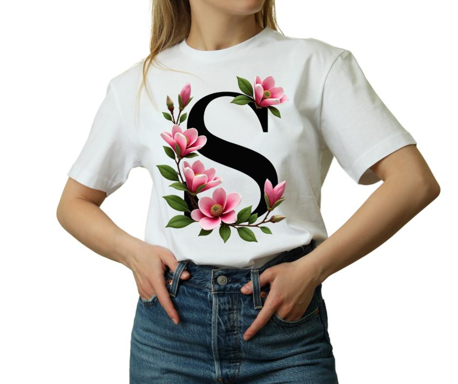 Watercolor Floral Alphabet Clipart: Pink Spring Lettering (PNG Digital ...