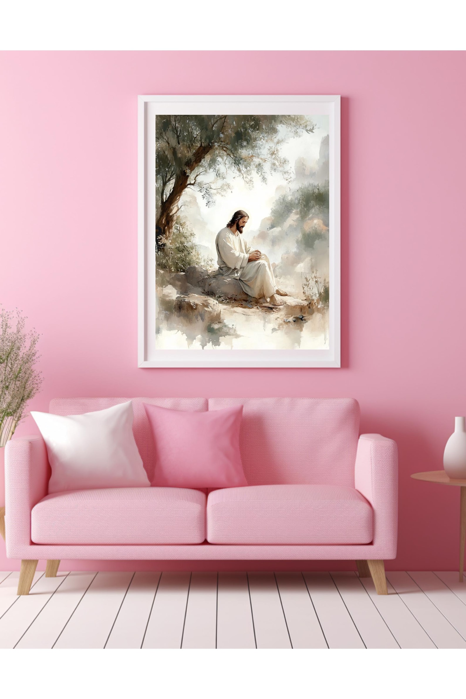 Jesus Praying Watercolor Print: Garden of Gethsemane Art (digital ...