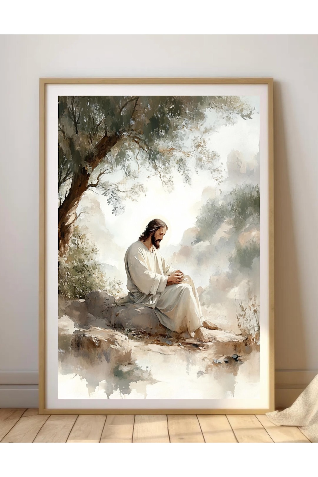 Jesus Praying Watercolor Print: Garden of Gethsemane Art (digital ...