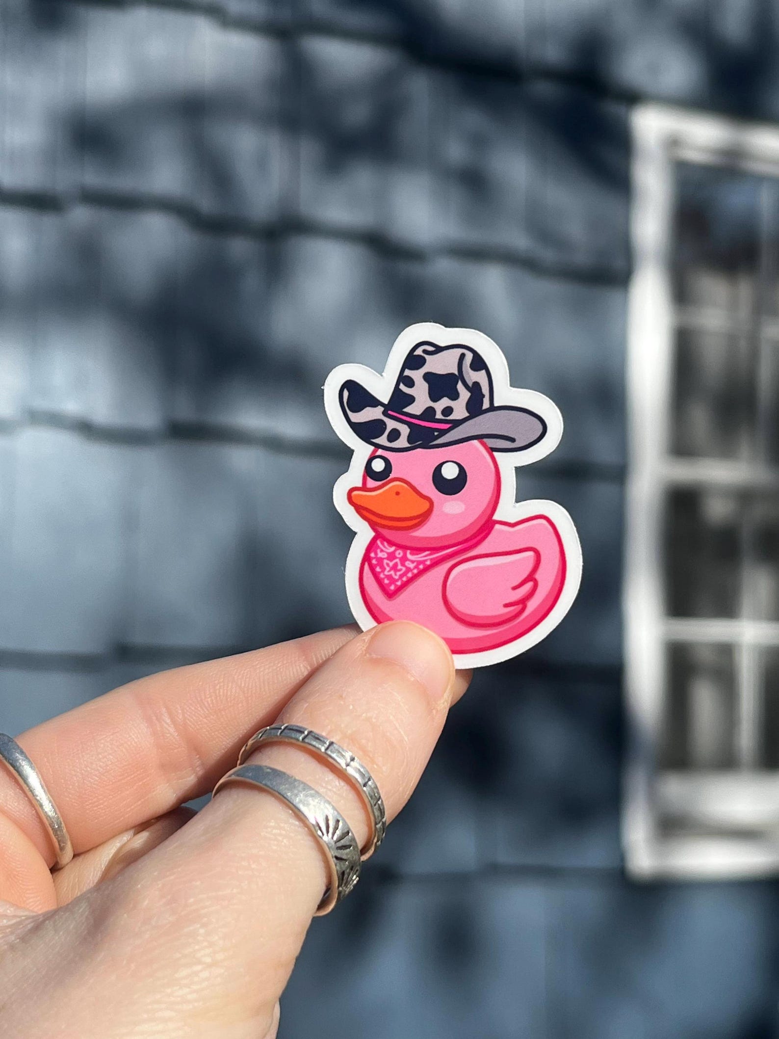 Pink Cowboy Duck Sticker – Small Vinyl Sticker, Pink Western Rubber ...