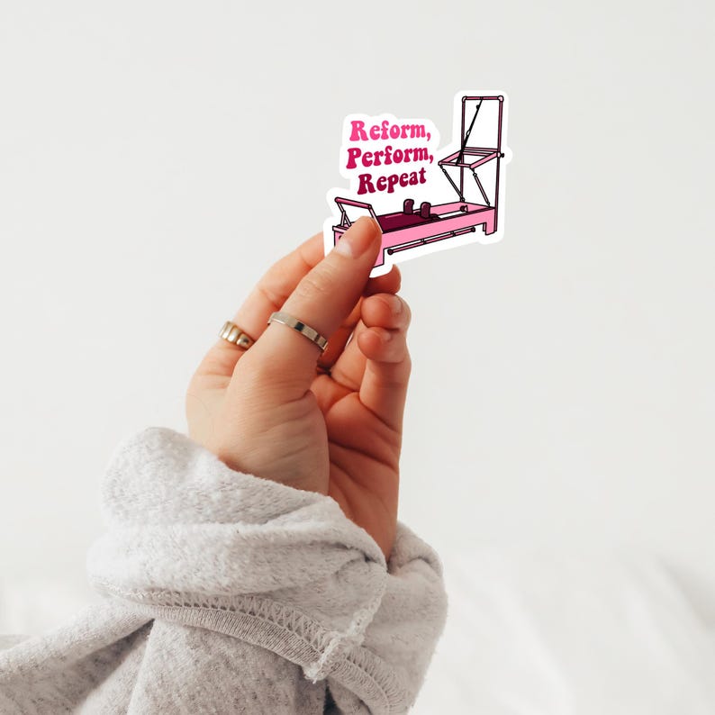 Pink Pilates Reformer Sticker – Fitness, Workout Vinyl Decal for Water ...