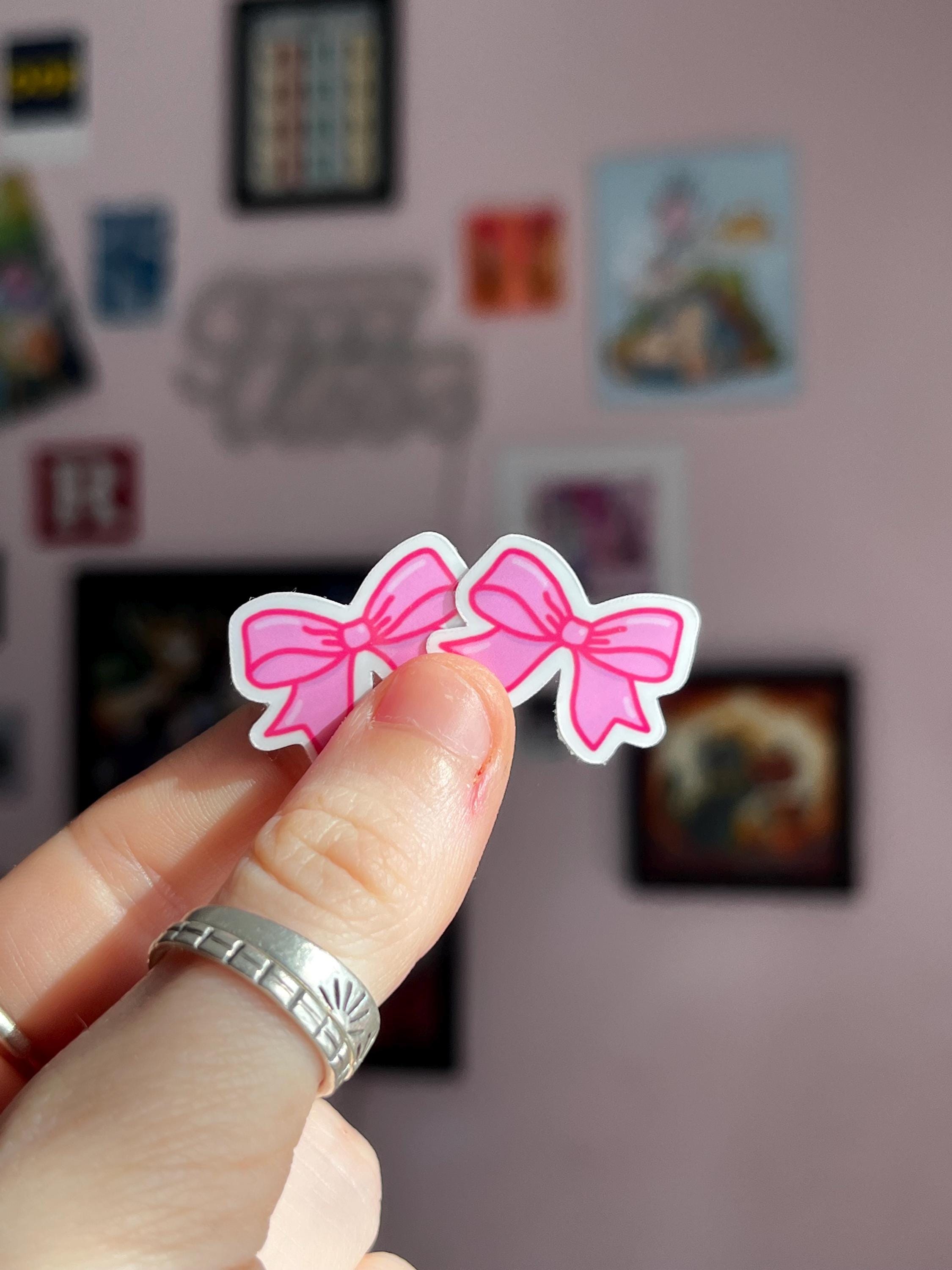 Mini Pink Bow Sticker Pack – Cute Bow Stickers, 1 Inch Small Vinyl ...