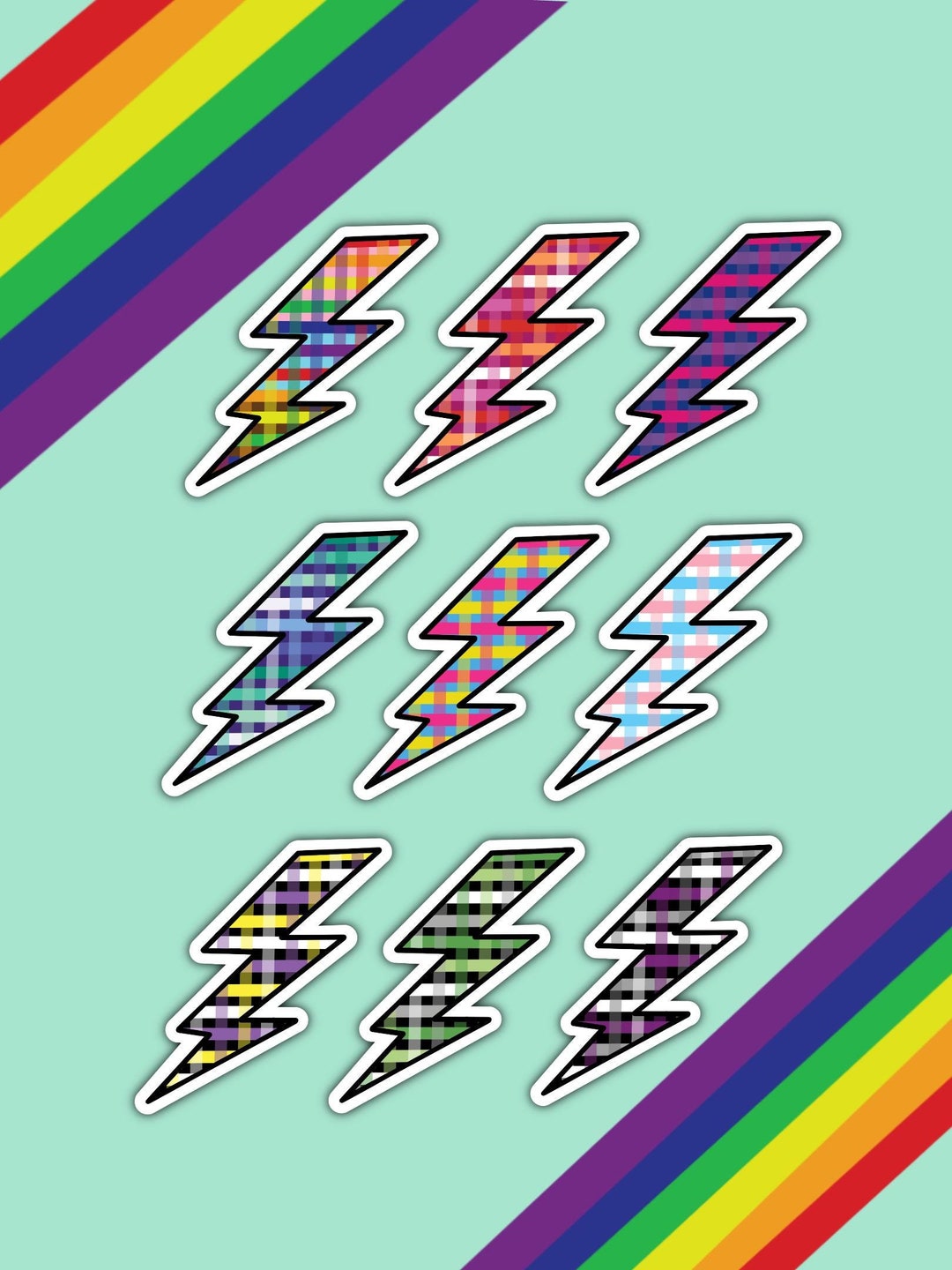 Pride Flag Lightning Bolt Stickers – Pride-themed, Colorful Vinyl ...