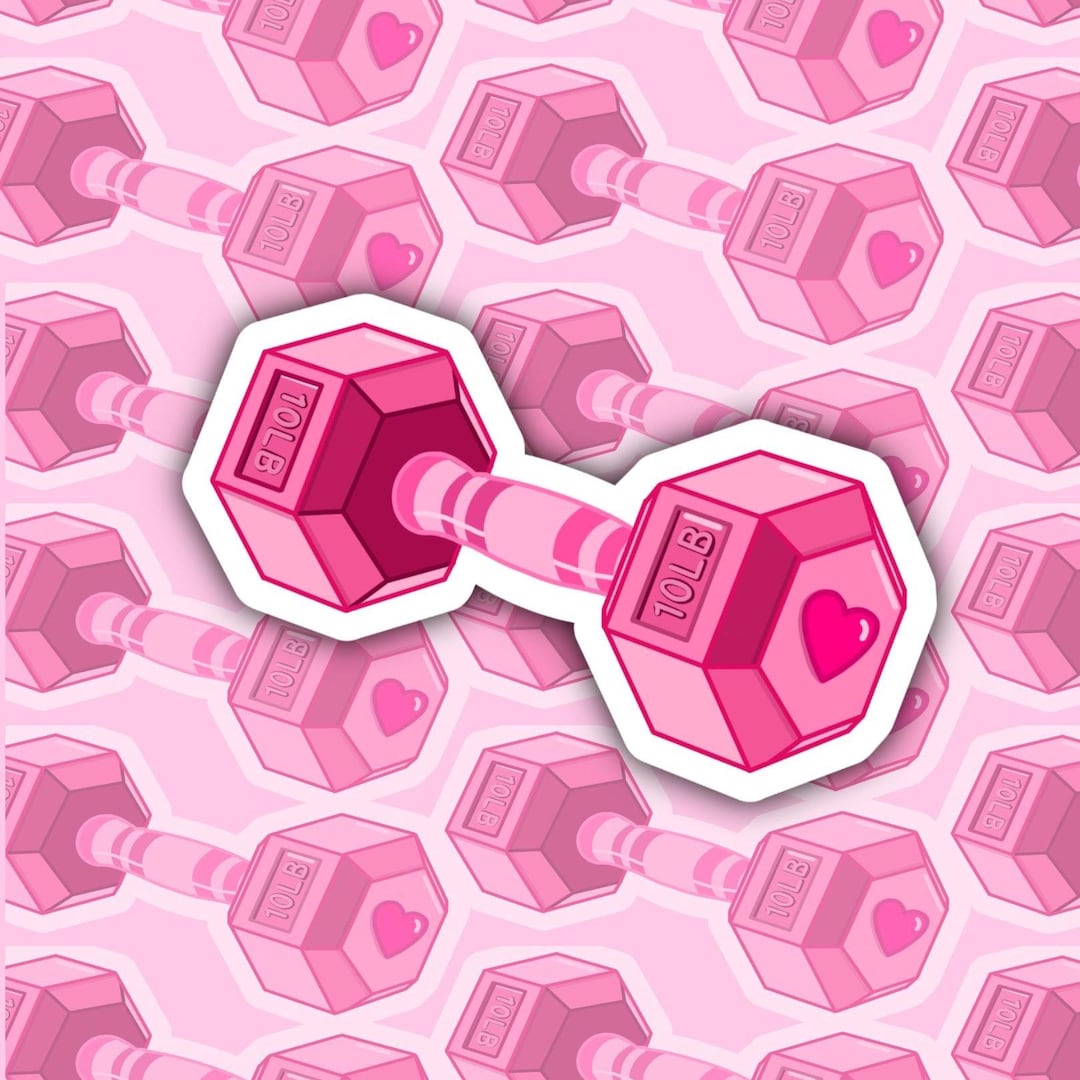 Small Pink Dumbbell Sticker– Cute Motivational Fitness Vinyl Decal for ...