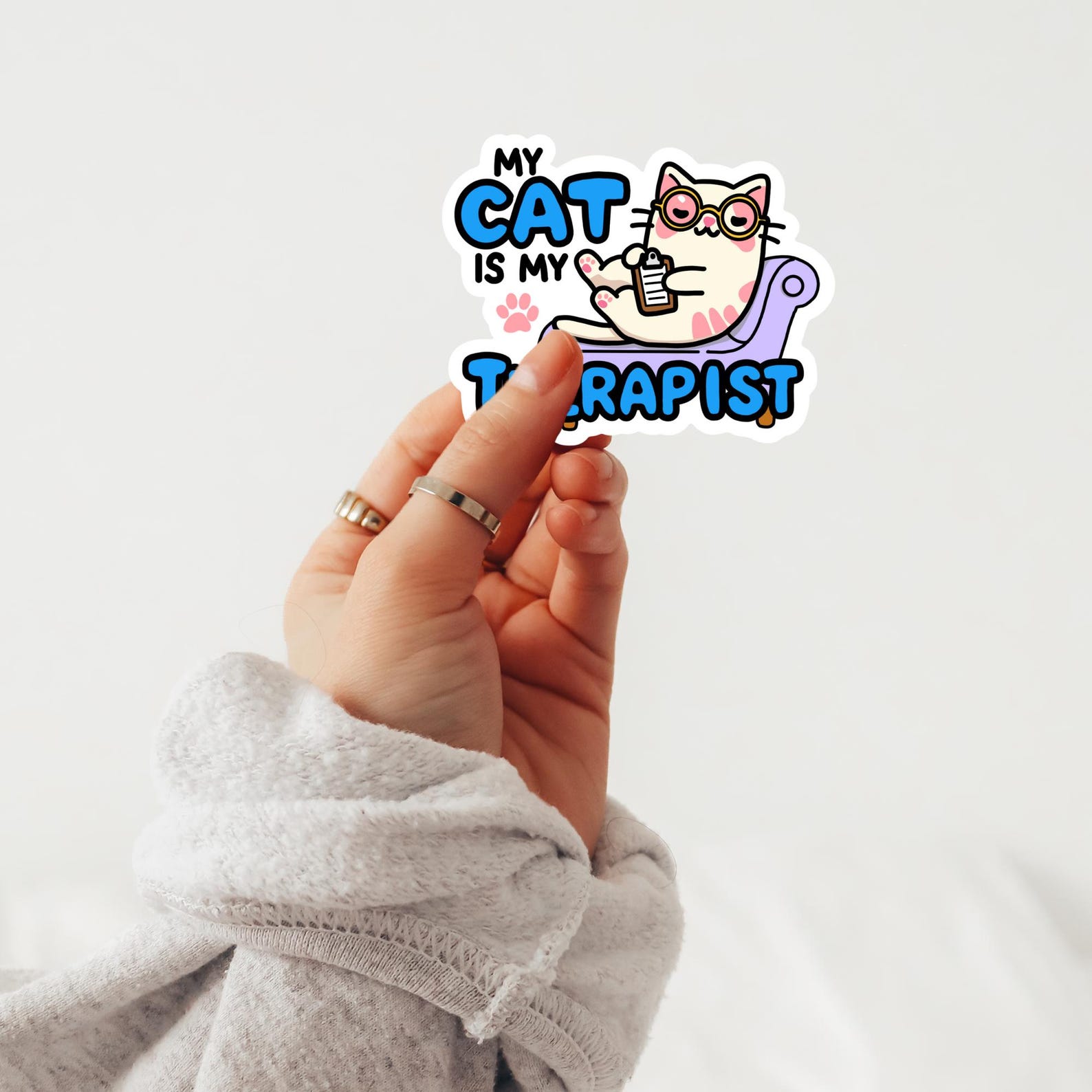Cat Therapy Sticker | My Cat is My Therapist | Funny Pet Lover Gift ...