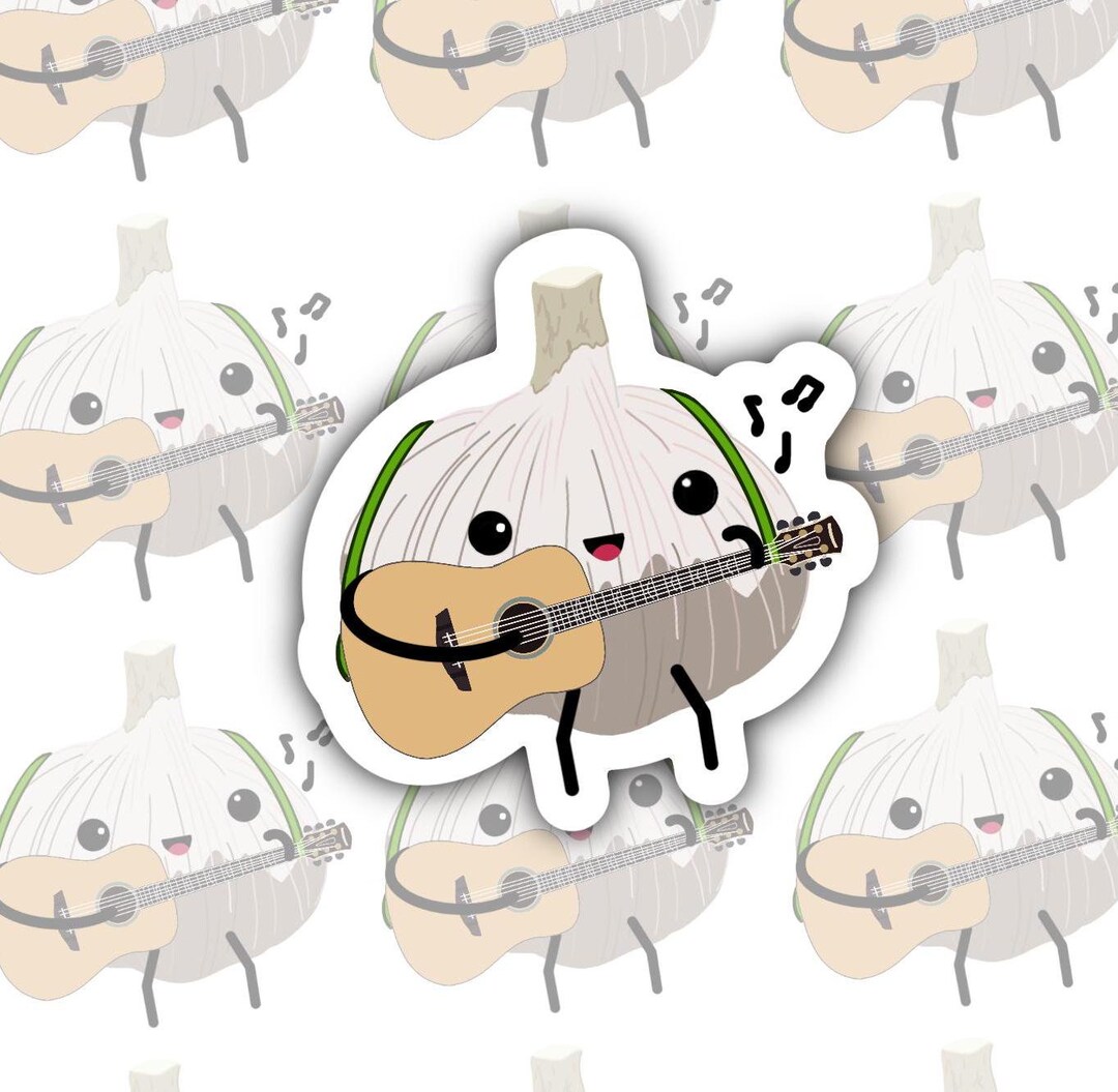 Musical Garlic Sticker, Garlic Theme, Music Lover, Vinyl Glossy Sticker ...