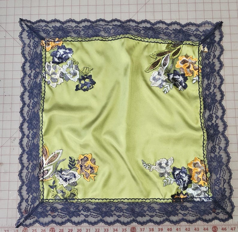 Satin Lap Scarf: 3D Appliques, Lace Trim - Lady Olivia - Etsy