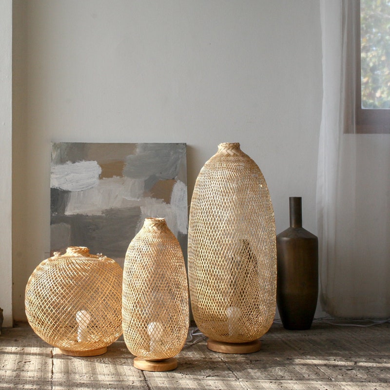 Paper Rattan Floor Lamp - Etsy