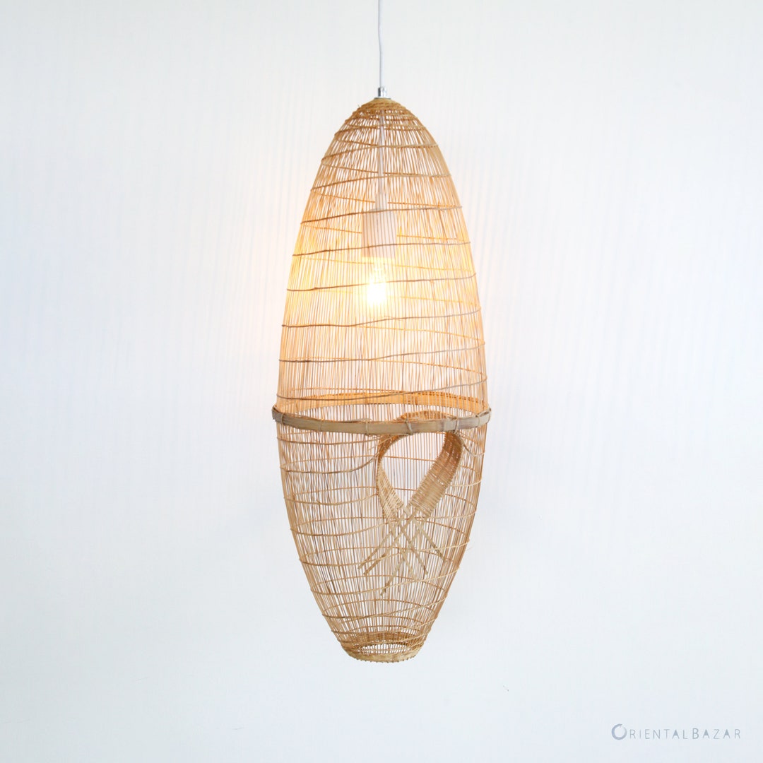 Fish Trap Pendant Lamp, Bamboo Pendant Lamp, Woven Hanging Lamp, Zen ...